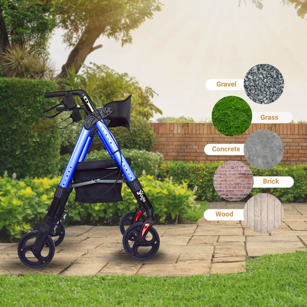 Yoga Heavy Duty Bariatric Rollator - Wide Seat, Foldable Walker